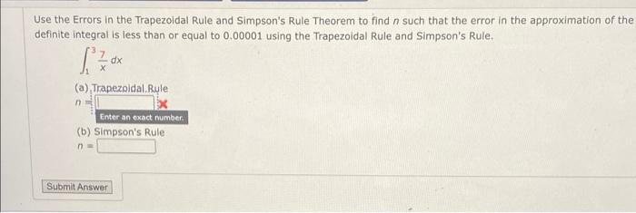 Solved Use the Errors in the Trapezoidal Rule and Simpson's | Chegg.com