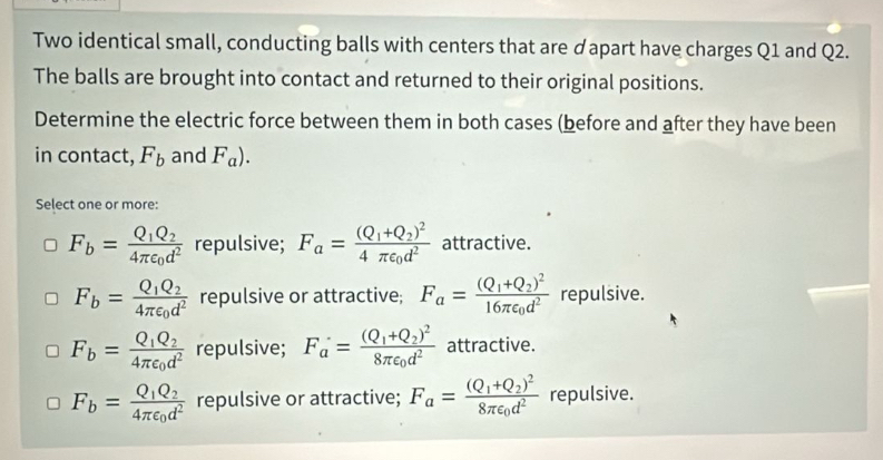 Solved Two identical small, conducting balls with centers | Chegg.com