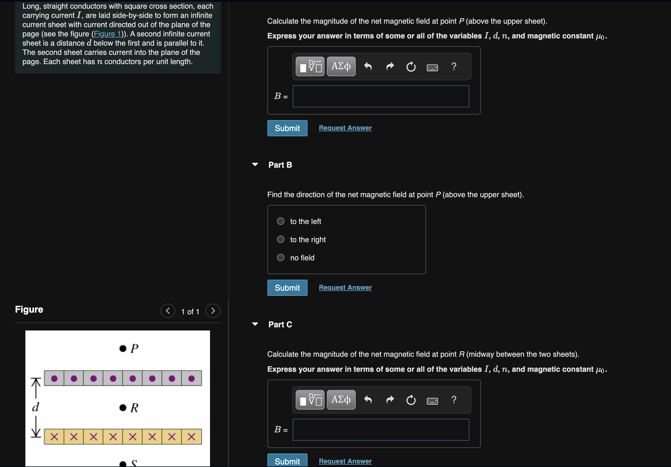 Long, straight conductors with square cross section, | Chegg.com