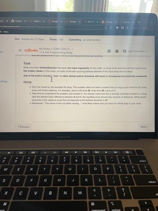 Solved Task Wrie a function farthestelement that takes two | Chegg.com