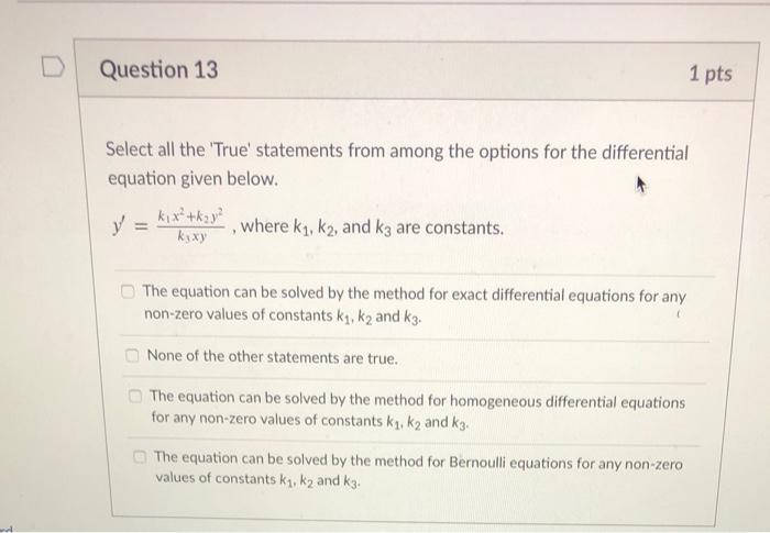 Solved Question 13 1 pts Select all the 'True' statements | Chegg.com