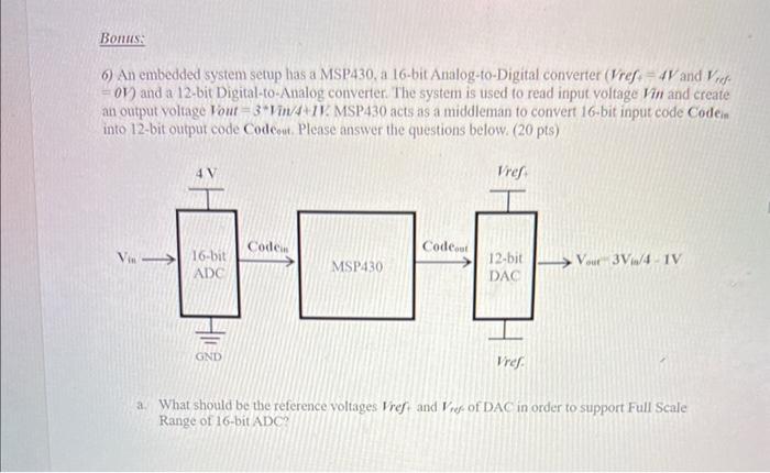 Solved 6) An embedded system setup has a MSP430, a 16-bit | Chegg.com