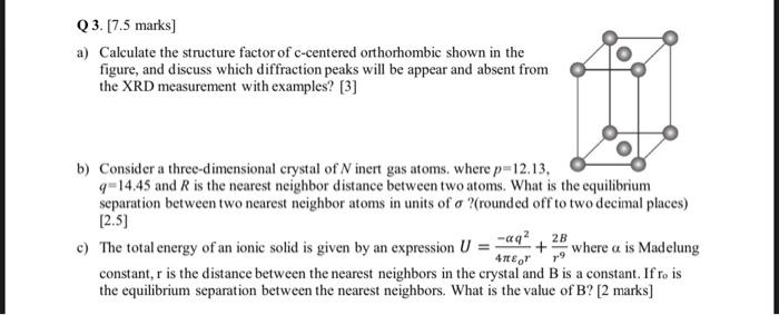 Solved a) Calculate the structure factor of c-centered | Chegg.com