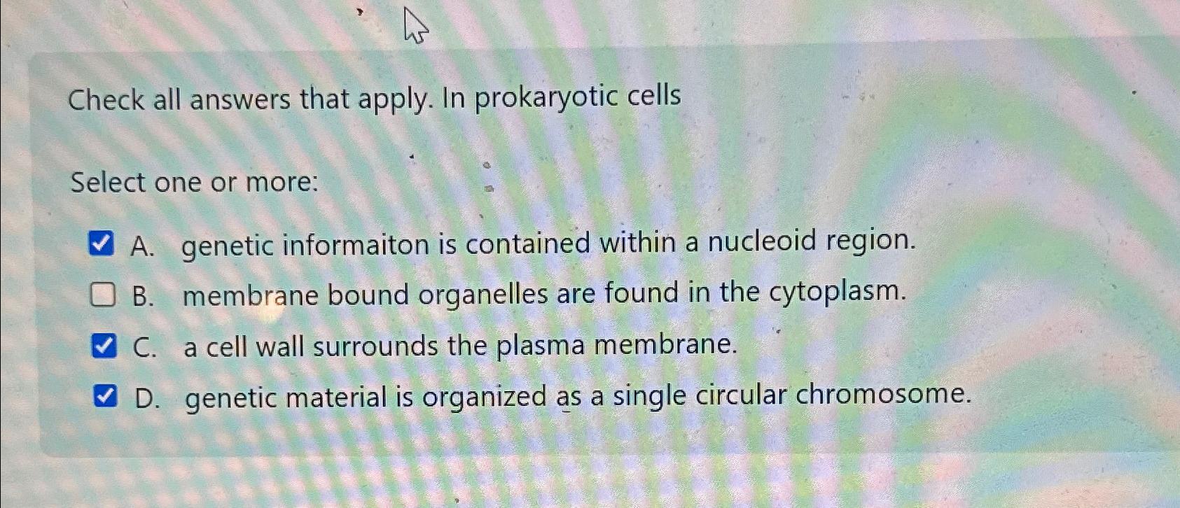 Solved Check all answers that apply. In prokaryotic | Chegg.com