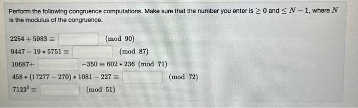 Solved Perform the following congruence computations. Make | Chegg.com