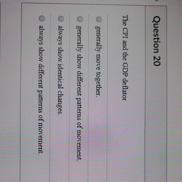 Solved Question 20 The CPI and the GDP deflator generally | Chegg.com