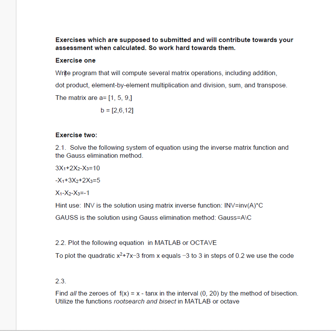 Solved Exercises which are supposed to submitted and will | Chegg.com