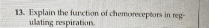 Solved 13. Explain the function of chemoreceptors in | Chegg.com