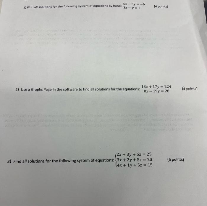 Solved 1) Find all solutions for the following system of | Chegg.com