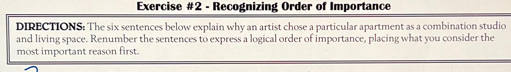 Solved Exercise #2 - ﻿Recognizing Order of | Chegg.com