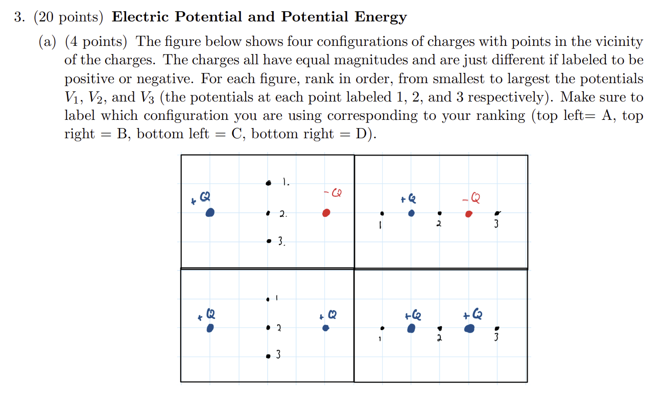 Solved 3. (20 ﻿points) ﻿Electric Potential and Potential | Chegg.com
