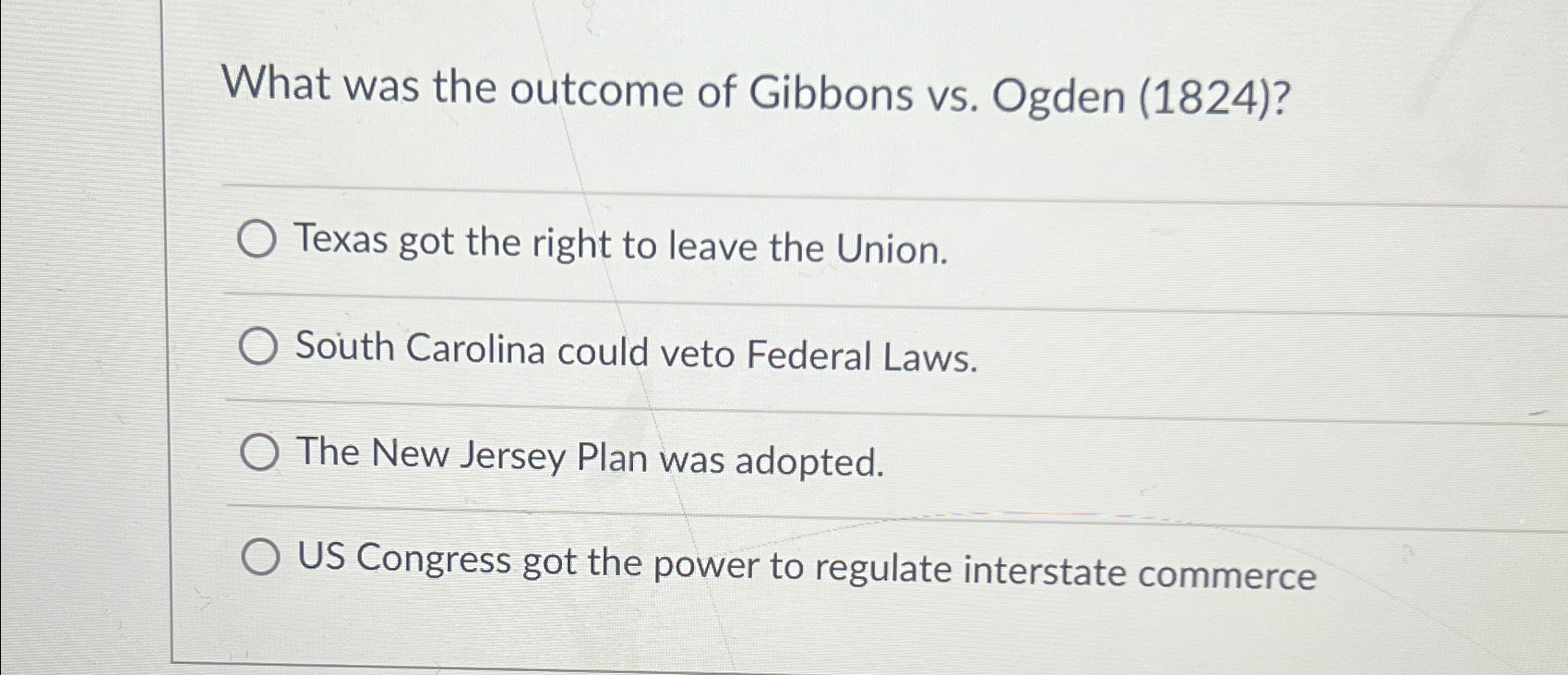 Solved What was the outcome of Gibbons vs. ﻿Ogden | Chegg.com