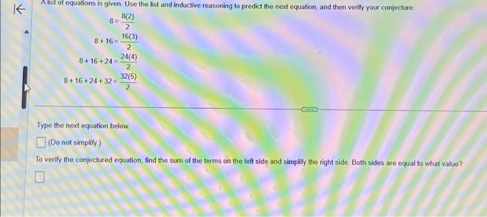 Solved K A list of equations is given. Use the list and | Chegg.com