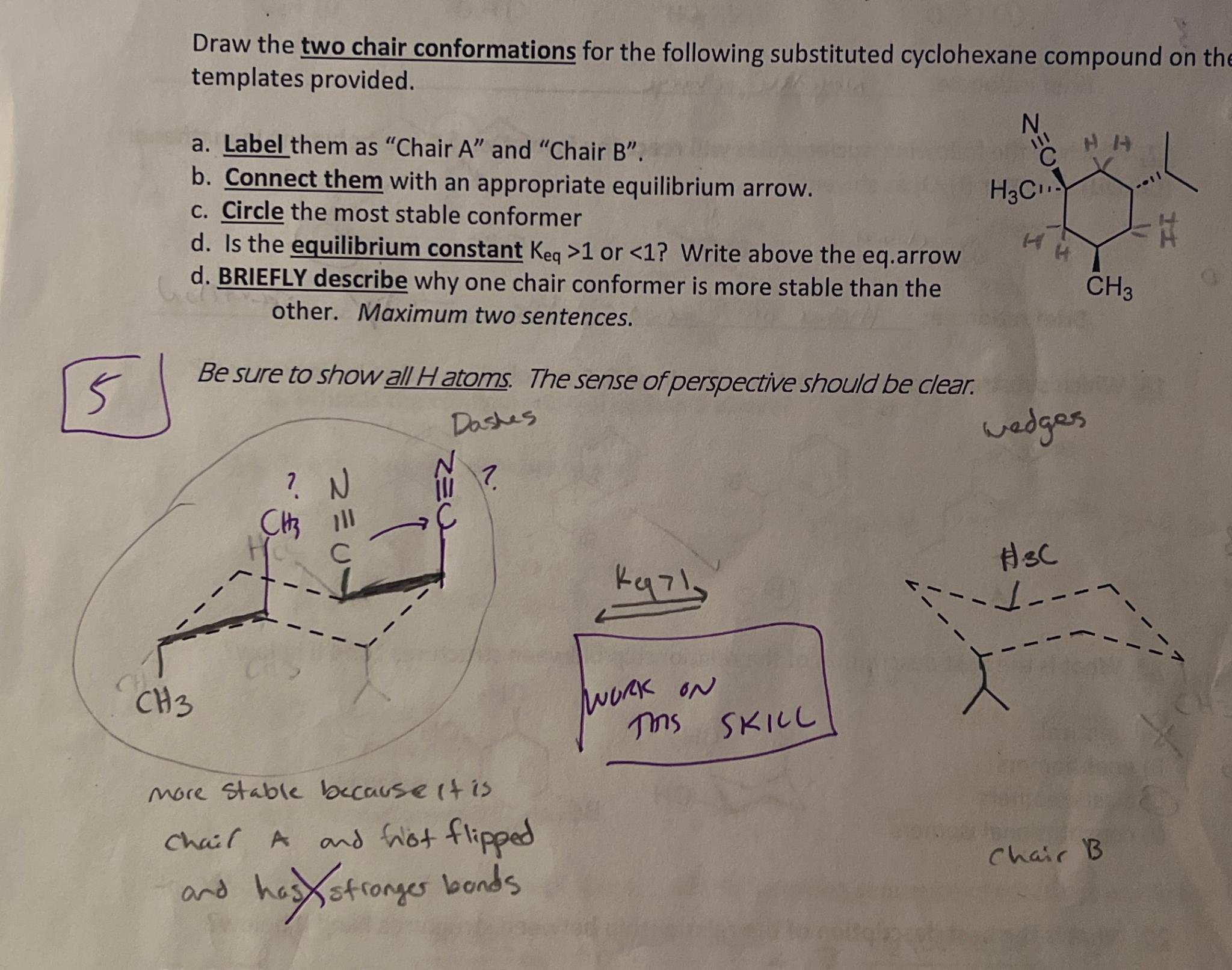 Solved Draw the two chair conformations for the following | Chegg.com