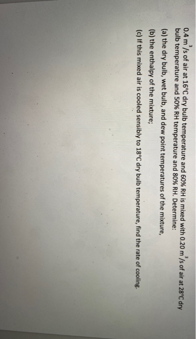 Solved 0.4 m/s of air at 16°C dry bulb temperature and 60% | Chegg.com