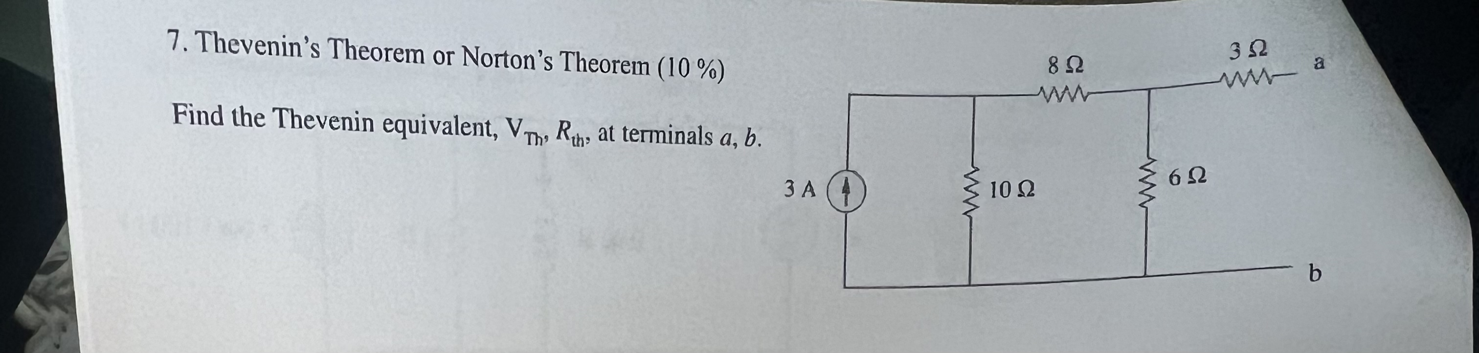 Solved Thevenin's Theorem or Norton's Theorem (10%)Find the | Chegg.com