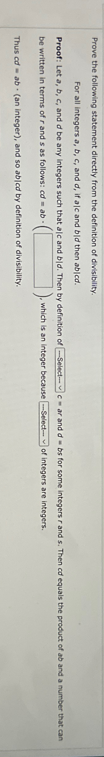 Solved Prove the following statement directly from the | Chegg.com
