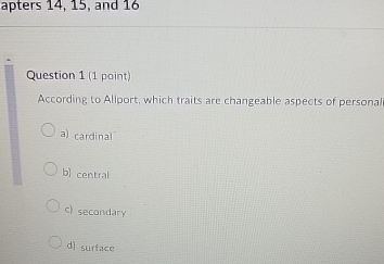 Solved apters 14,15 , ﻿and 16Question 1 (1 ﻿point)According | Chegg.com