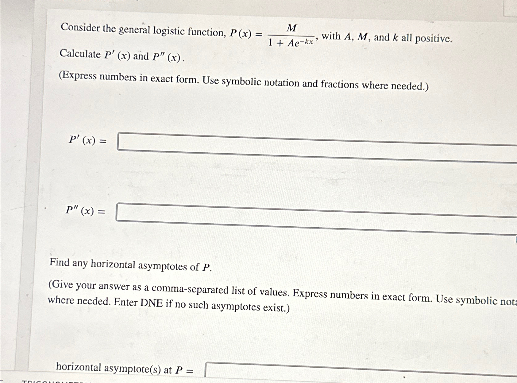 Solved Consider the general logistic function, | Chegg.com