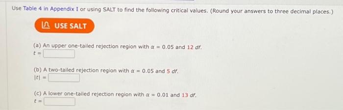 Solved Use Table 4 in Appendix I or using SALT to find the | Chegg.com