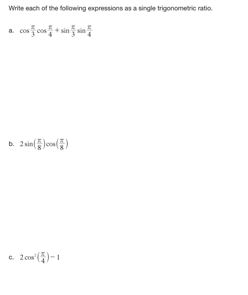 Solved Write each of the following expressions as a single | Chegg.com