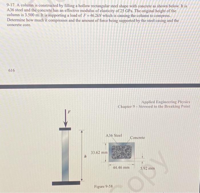 Solved 9-17. A column is constructed by filling a hollow | Chegg.com