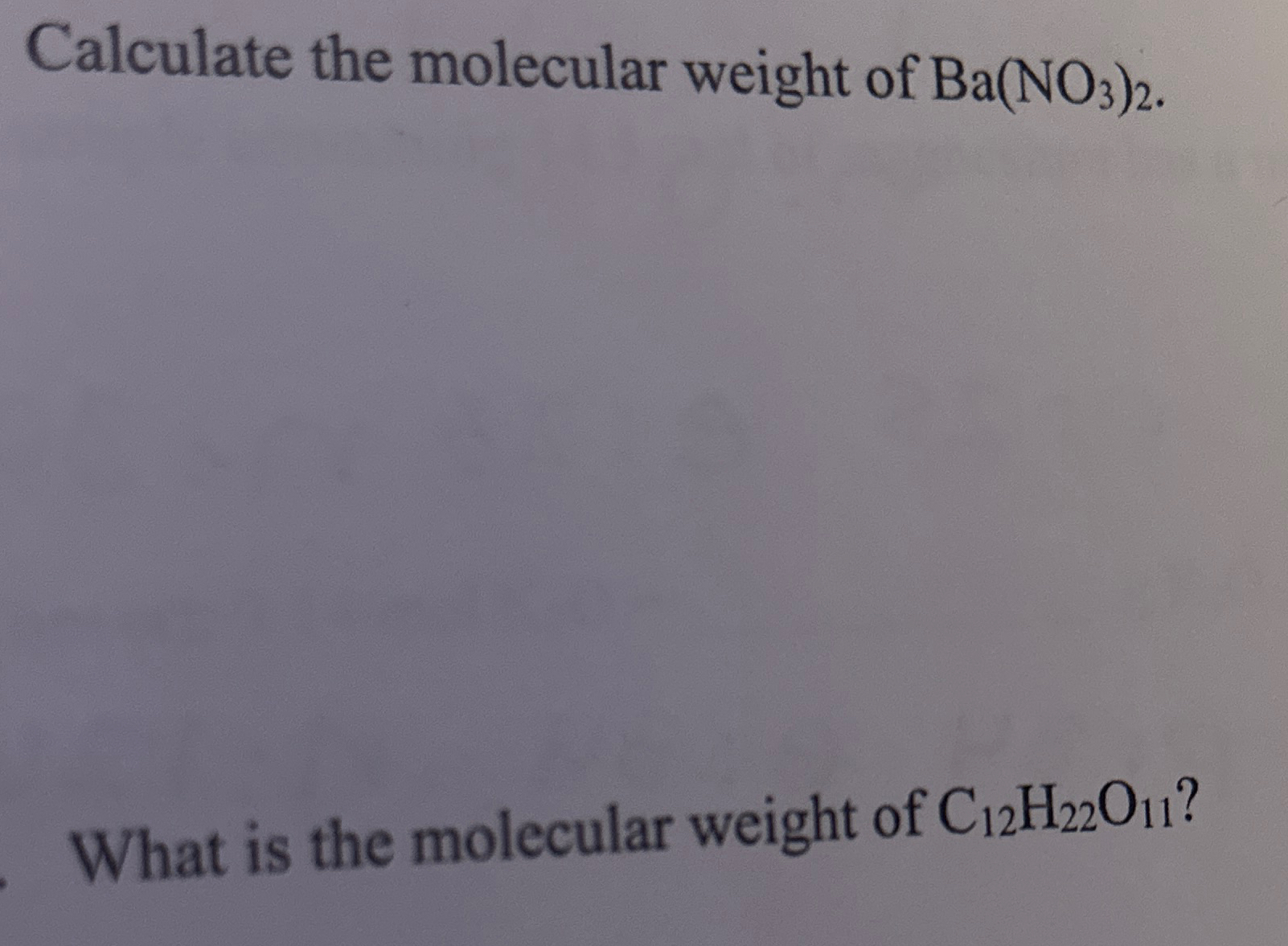 Solved Calculate the molecular weight of Ba(NO3)2.What is | Chegg.com