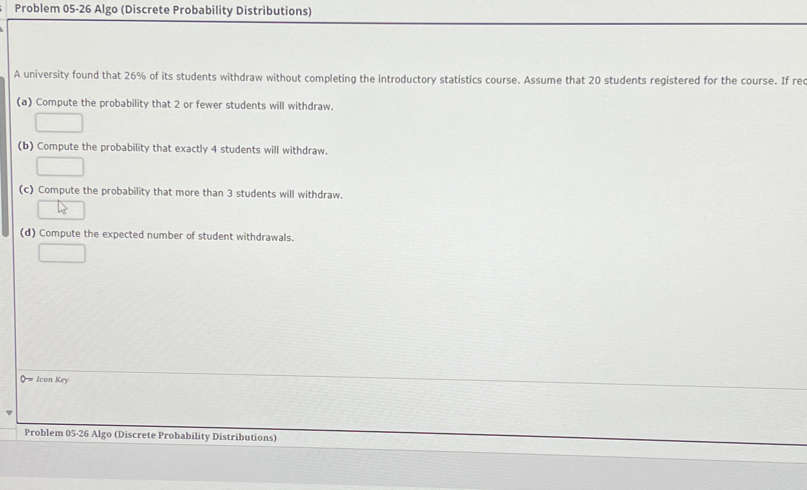 Solved Problem 05-26 ﻿Algo (Discrete Probability | Chegg.com