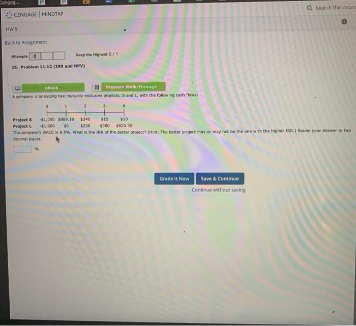 Solved Cengag... Q Search this cours CENGAGE MINDTAP HW 9 | Chegg.com