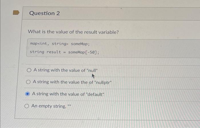 Solved Question 2 What is the value of the result variable? | Chegg.com