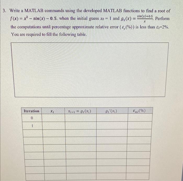 Solved Write a MATLAB commands using the developed MATLAB | Chegg.com
