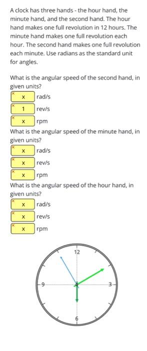 Solved A clock has three hands - the hour hand, the minute | Chegg.com