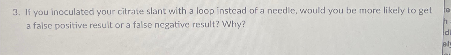 Solved If You Inoculated Your Citrate Slant With A Loop