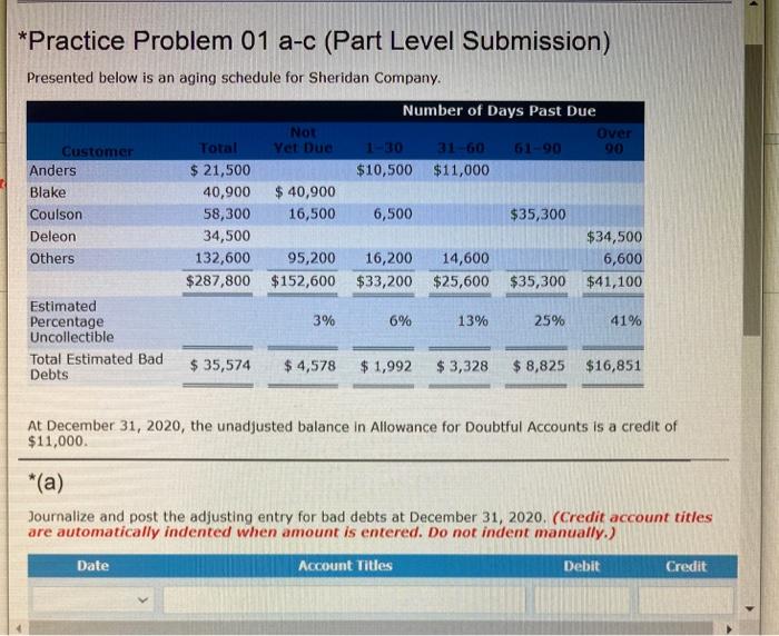 Solved * Practice Problem 01 a-c (Part Level Submission) | Chegg.com