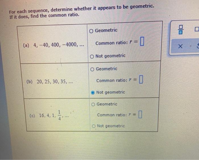 Solved For each sequence, determine whether it appears to be | Chegg.com