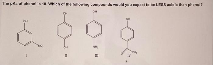 Solved The pKa of phenol is 10 . Which of the following | Chegg.com