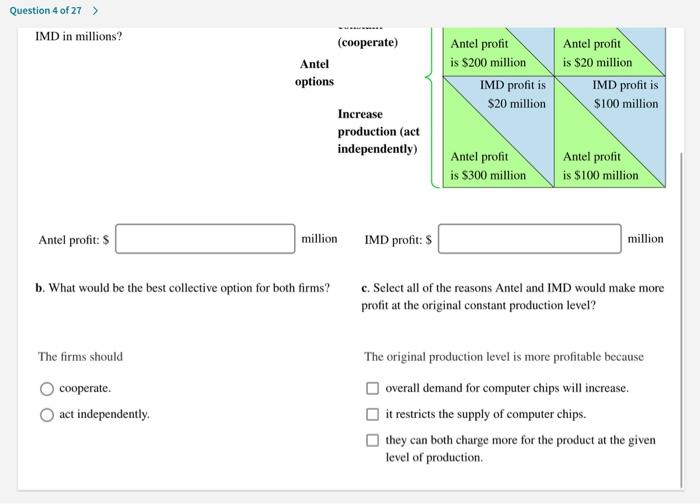 Solved IMD options Keep production Increase constant | Chegg.com