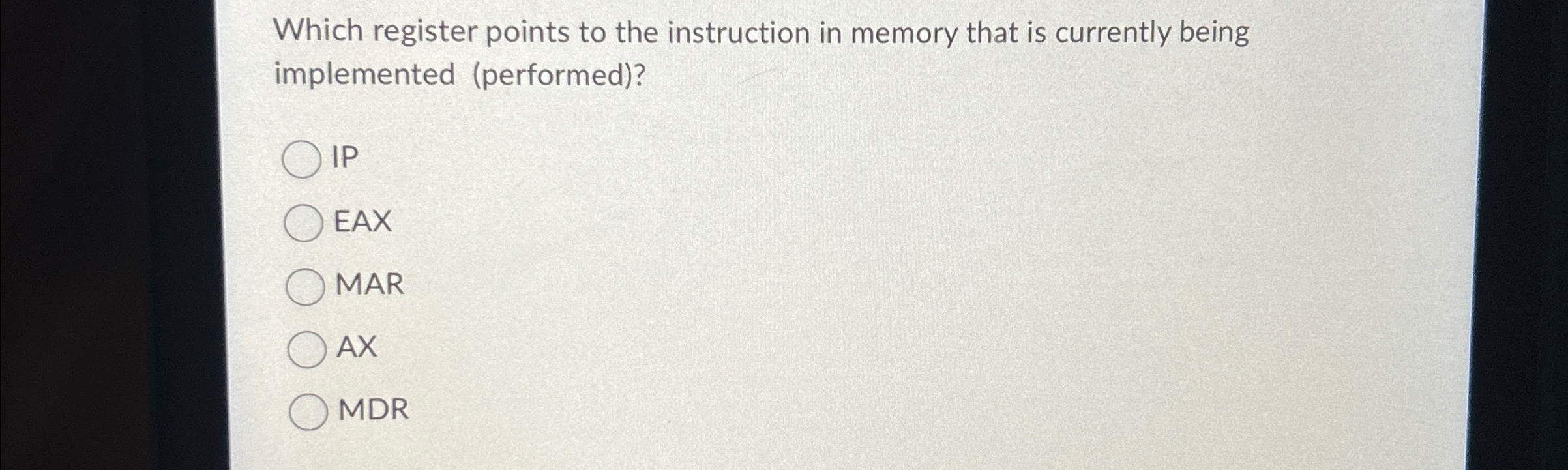 Solved Which register points to the instruction in memory | Chegg.com