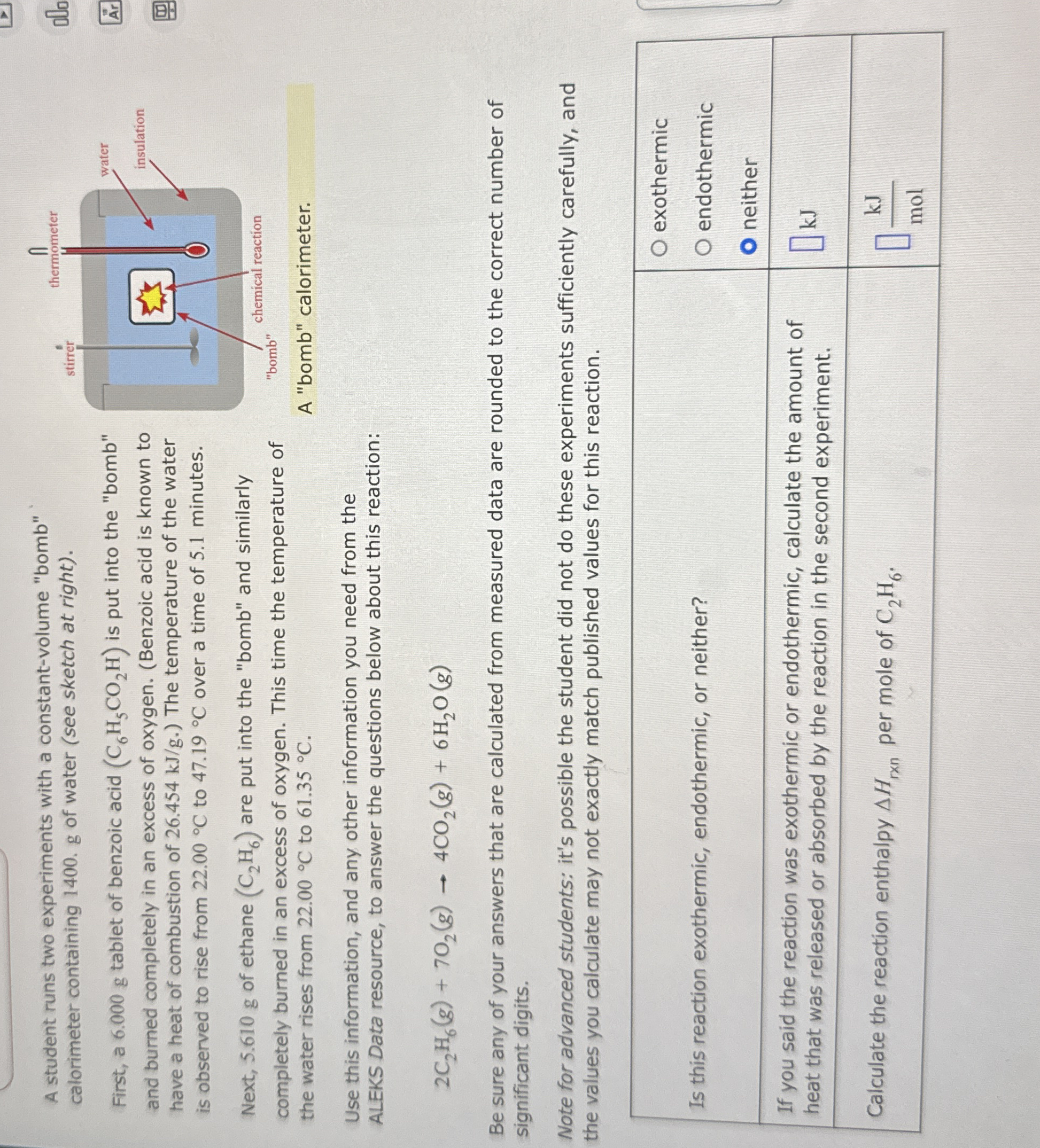 Solved A student runs two experiments with a constant-volume | Chegg.com