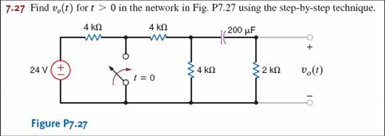 Solved Find v0(t) for t > 0 in the network in Fig. P7.27 | Chegg.com