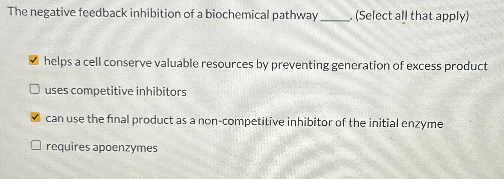 Solved The negative feedback inhibition of a biochemical | Chegg.com