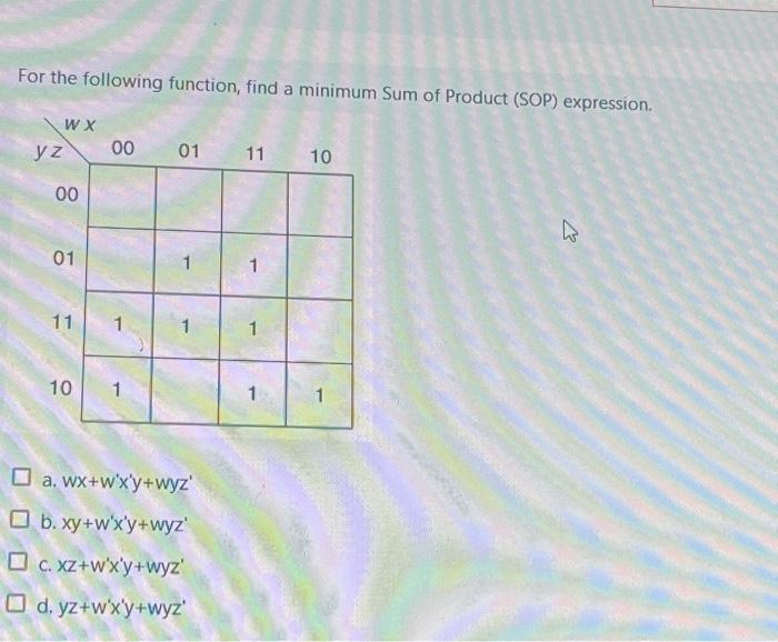 Solved For the following function, find a minimum Sum of | Chegg.com