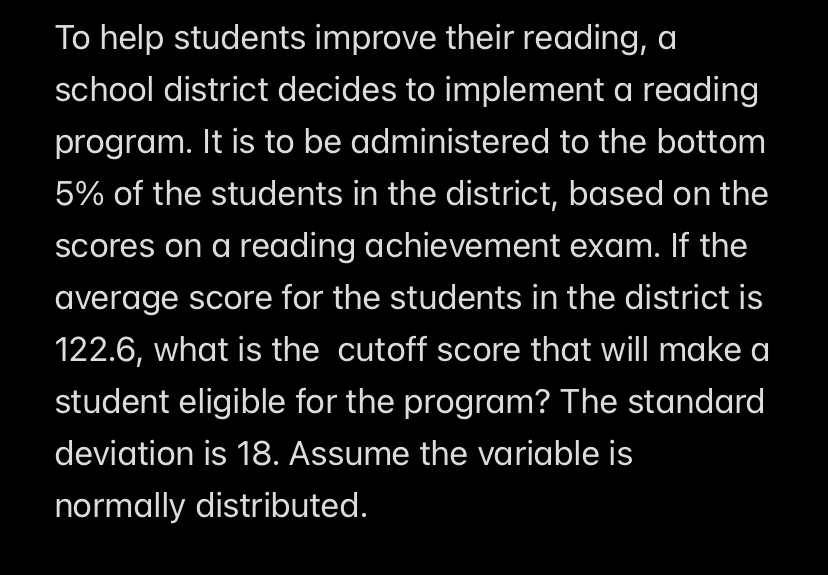 Solved To help students improve their reading, a school | Chegg.com