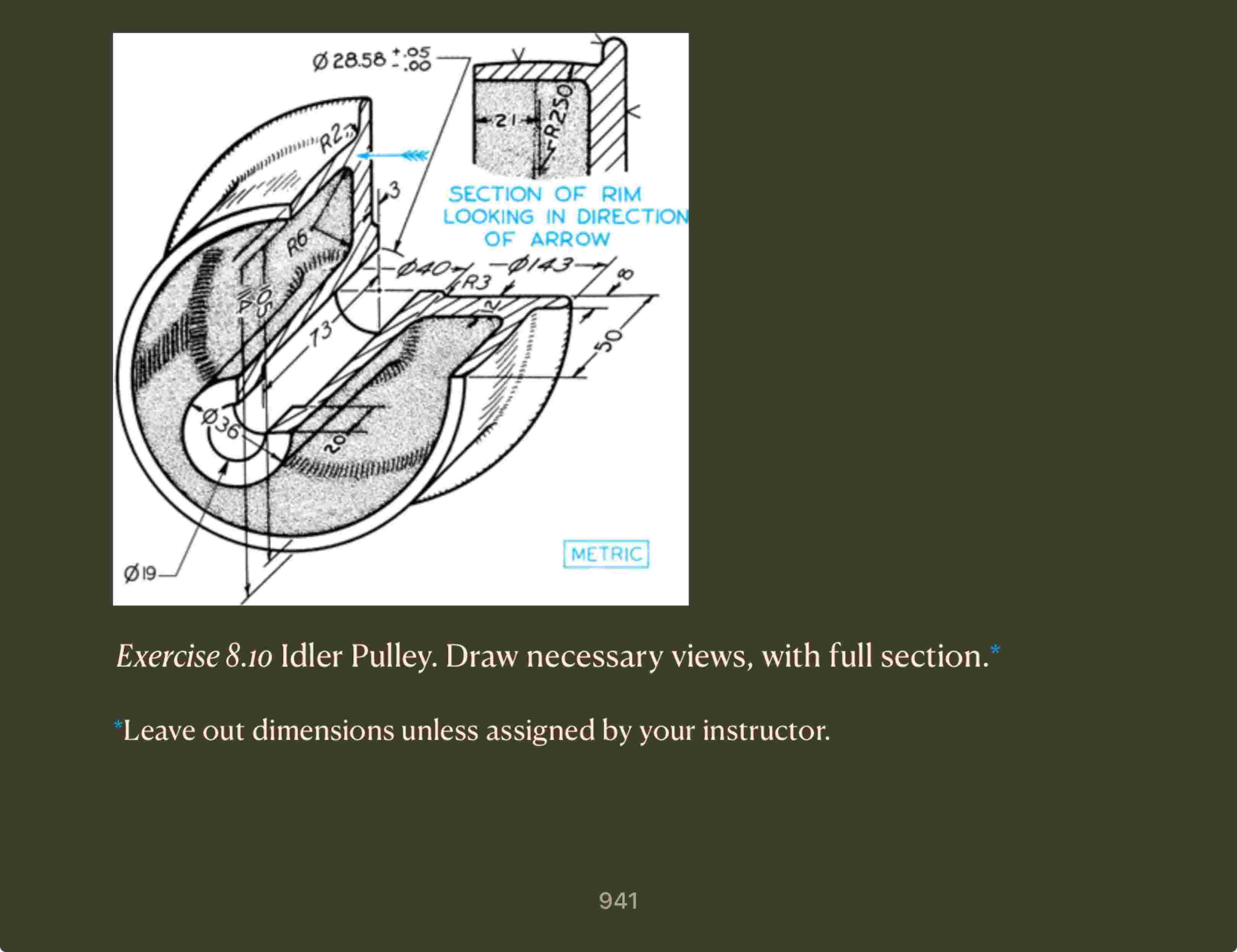 Solved Exercise 8.10 ﻿Idler Pulley. Draw necessary views, | Chegg.com