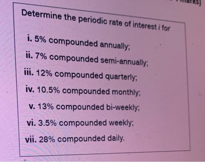 Solved Determine the periodic rate of interest i for i. 5% | Chegg.com