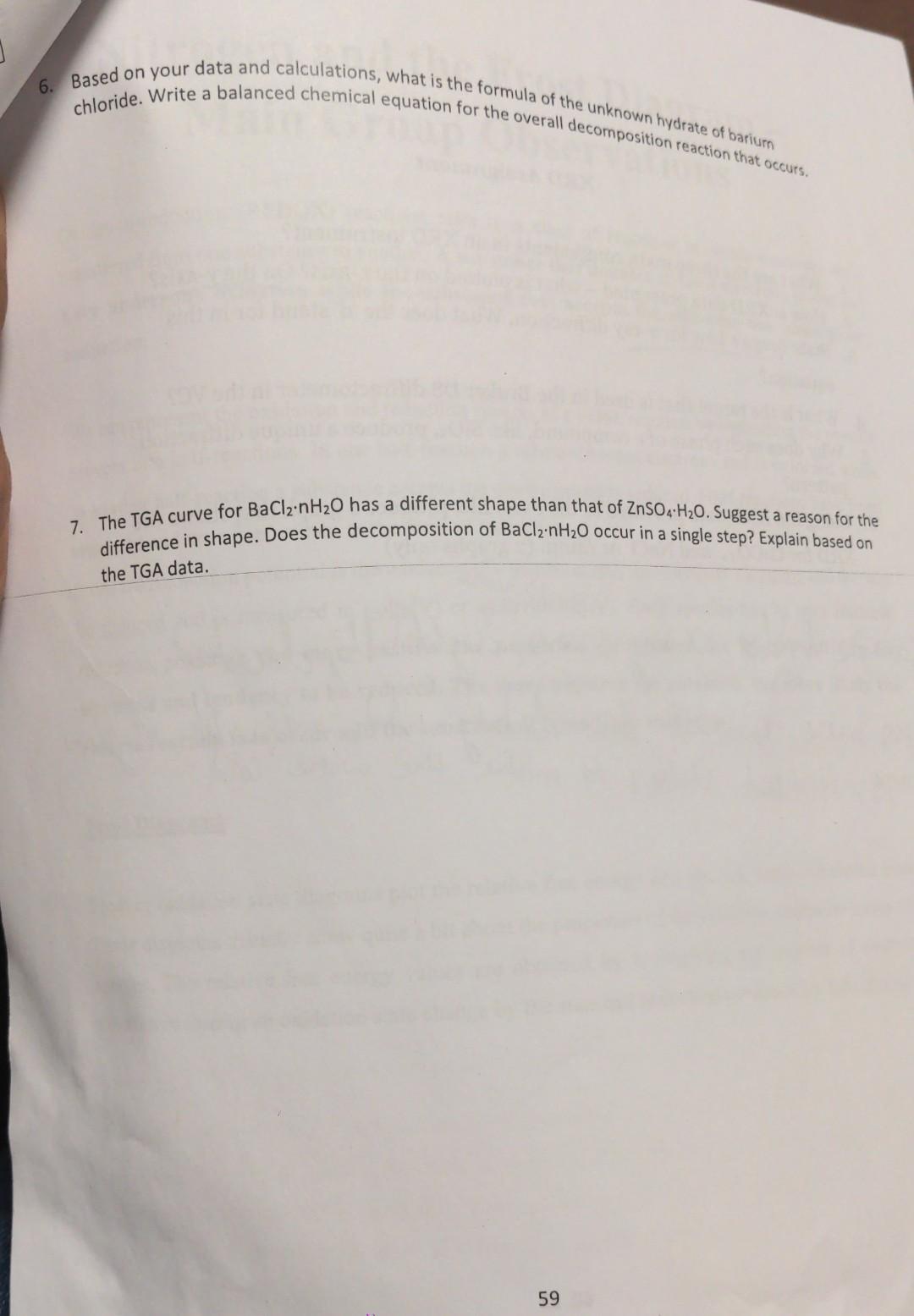 Solved Analyzing TGA Data Thermal analysis techniques are | Chegg.com