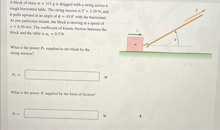 Solved A block of mass m = 331 g is dragged with a string | Chegg.com
