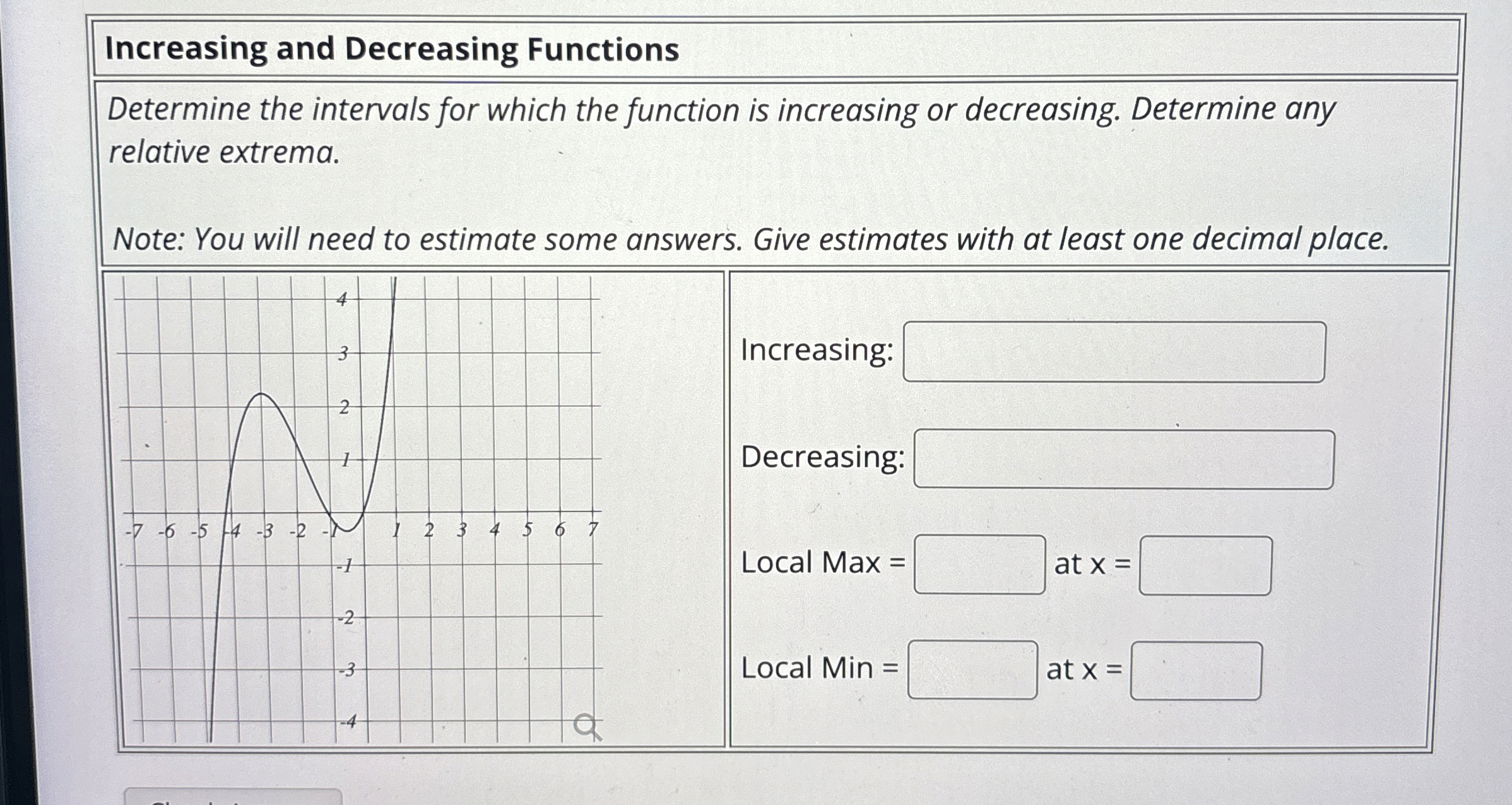 Solved Increasing and Decreasing FunctionsDetermine the | Chegg.com