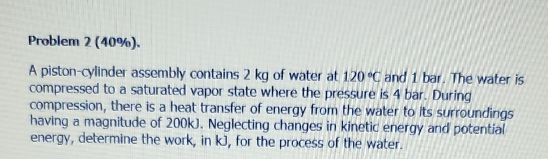 Solved Problem 2 (40%).A piston-cylinder assembly contains 2 | Chegg.com