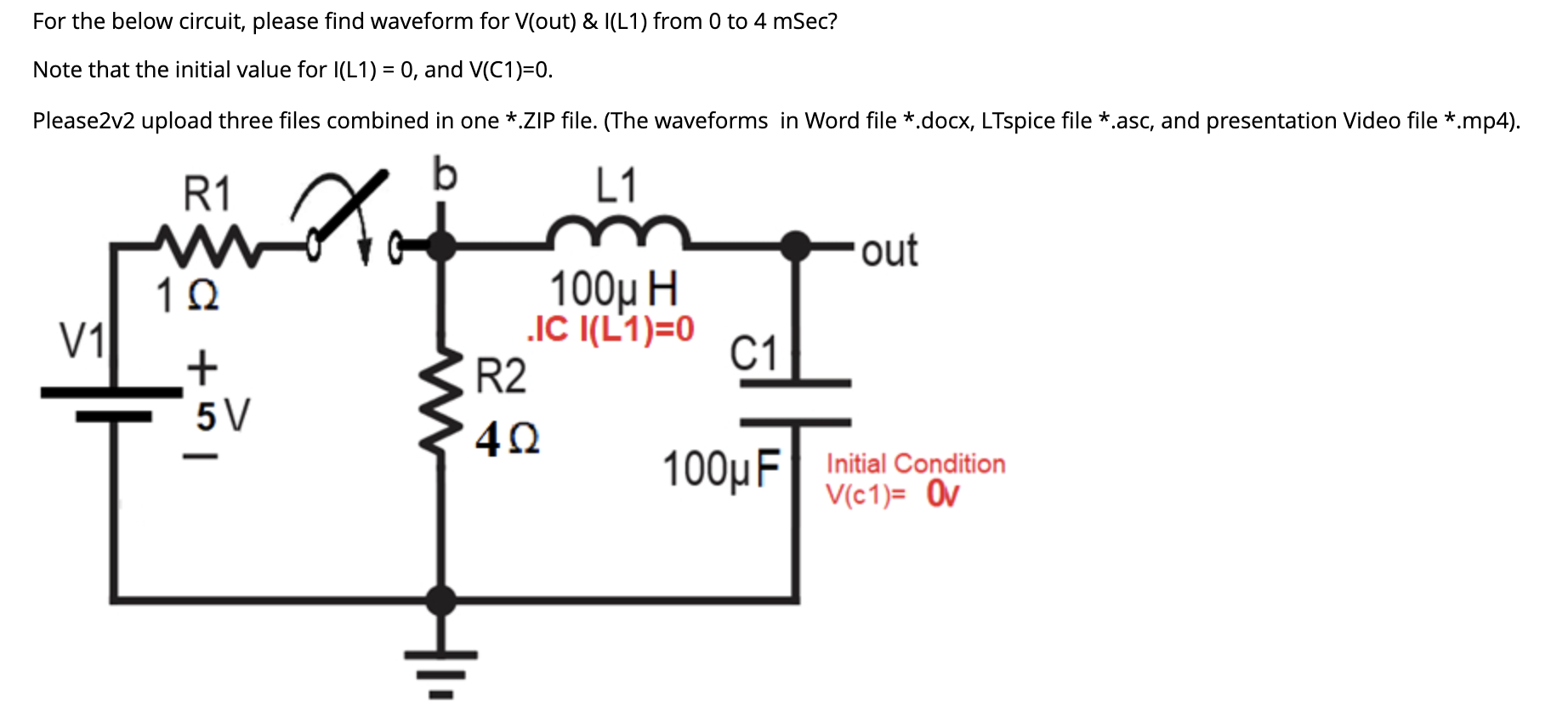 Solved For the below circuit, please find waveform for | Chegg.com